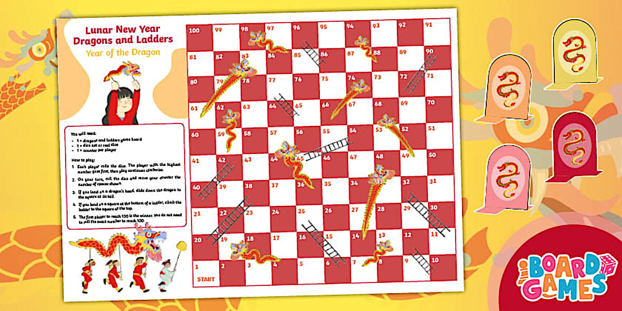 Lunar New Year Dragons and Ladders | Twinkl Board Games