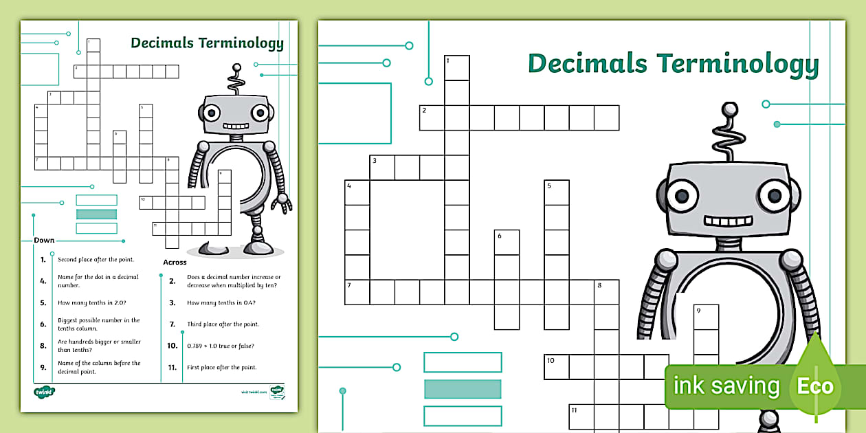 Decimals Terminology Crossword (teacher made) - Twinkl
