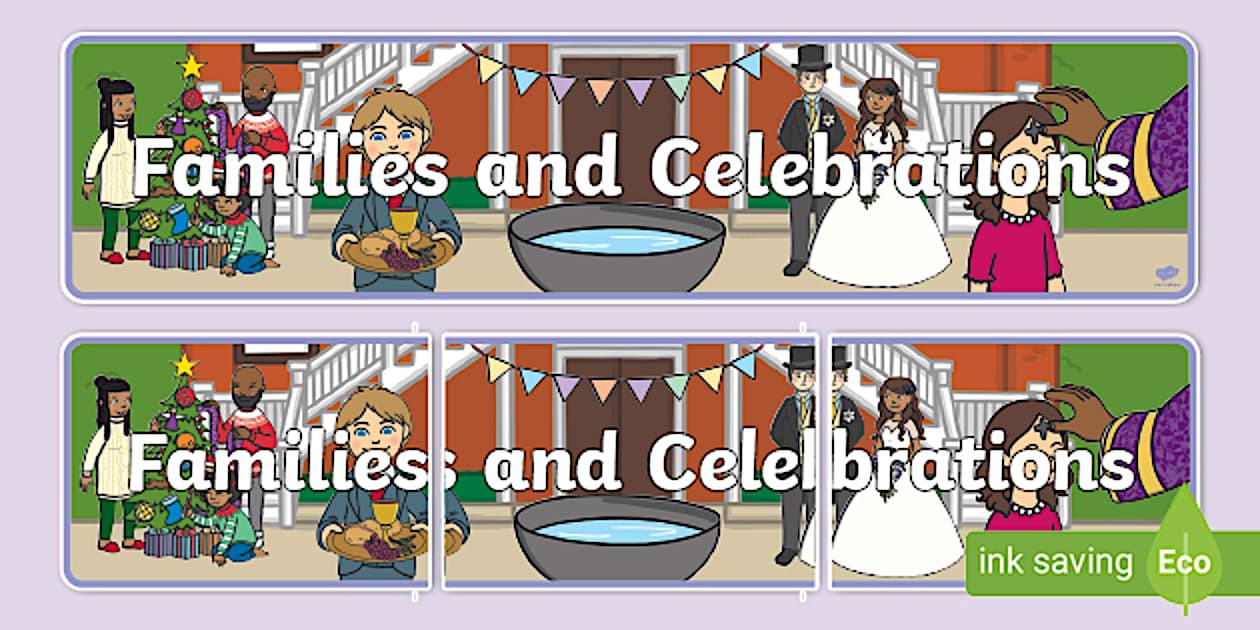 Cursive Families and Celebrations Display Banner - Twinkl