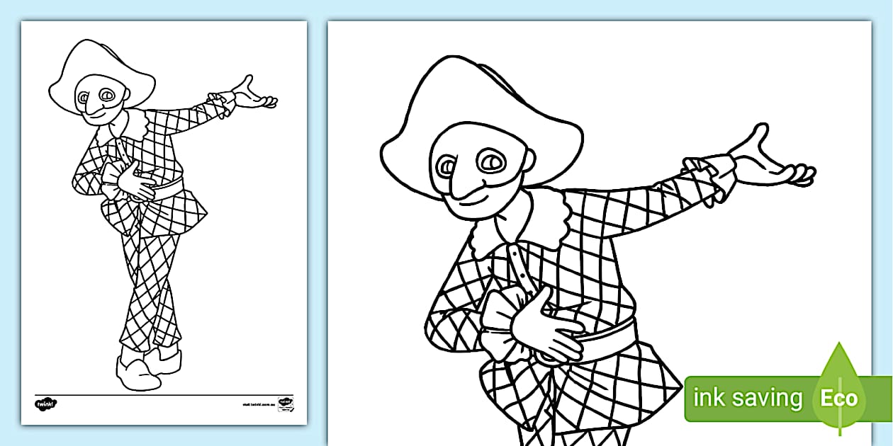 Arlecchino Harlequin Colouring Page (teacher made) - Twinkl