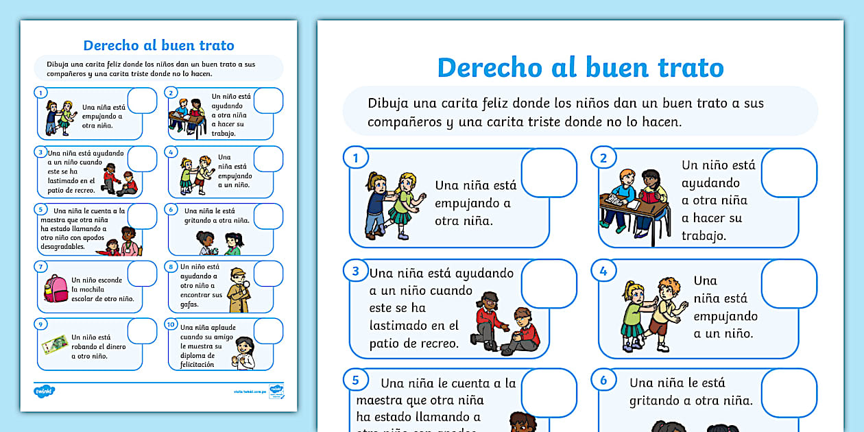 Ficha de actividad: Derecho al buen trato | Recursos Twinkl