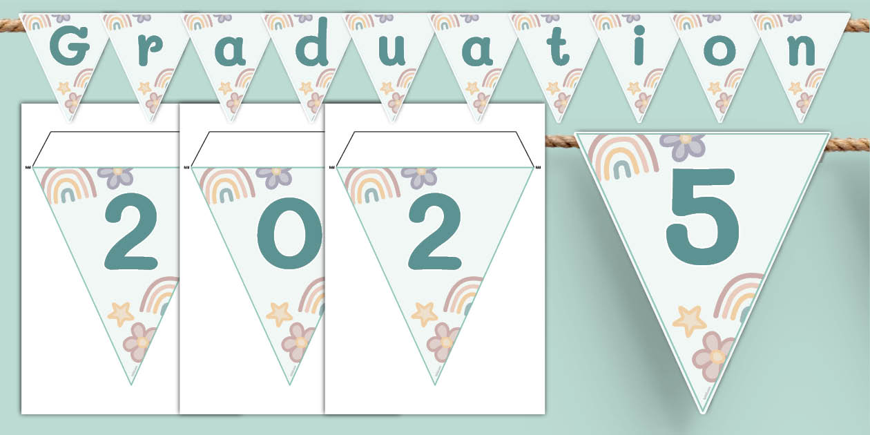 Editable Muted Rainbow Graduation Display Bunting | Twinkl
