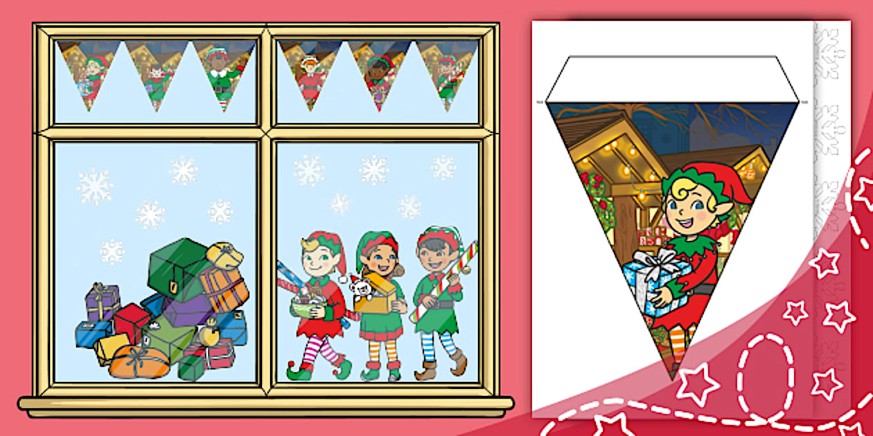 Christmas Elf Window Display Pack (teacher made) - Twinkl