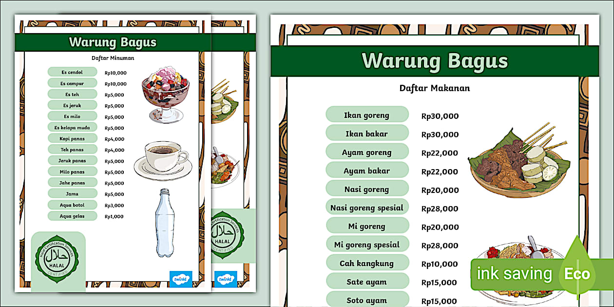 Indonesian Warung Menus (teacher made) - Twinkl