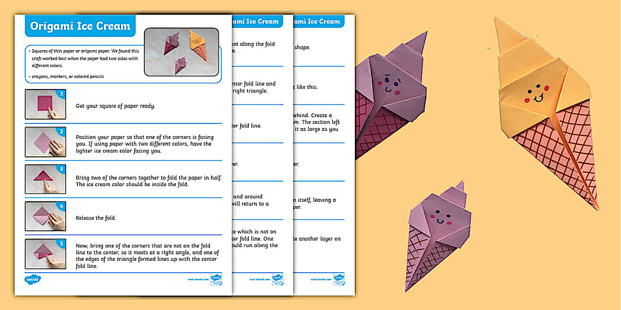Engaging Origami Ice Cream Craft for Kids | Twinkl USA