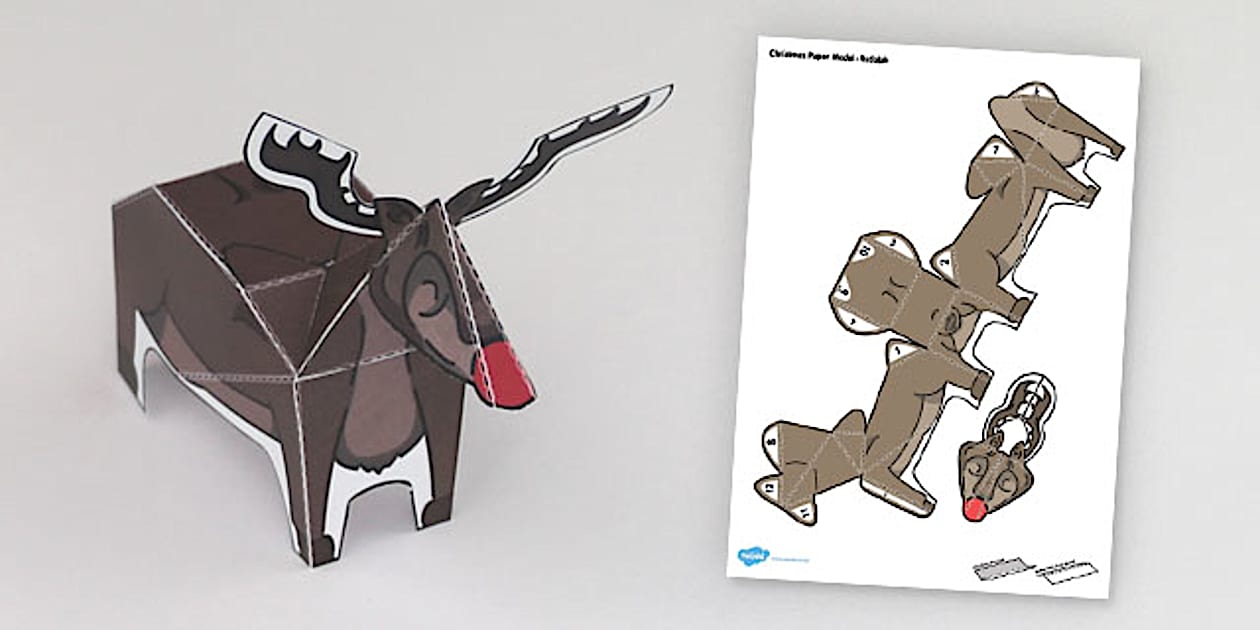 Christmas Paper Model Rudolph | Christmas Crafts - Twinkl