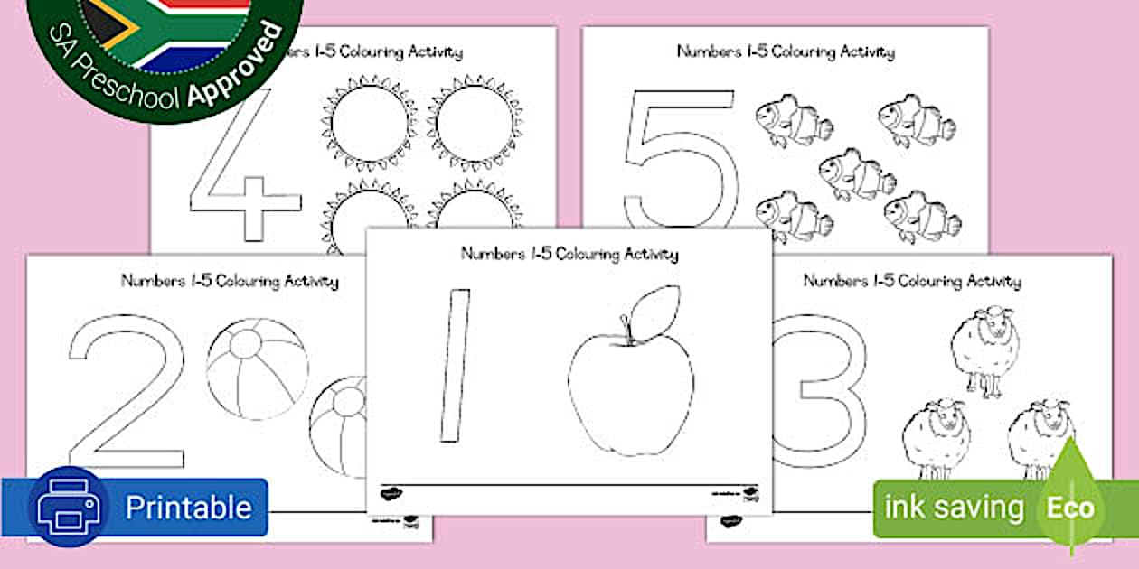 Numbers 1-5 Colouring Activity (teacher made) - Twinkl