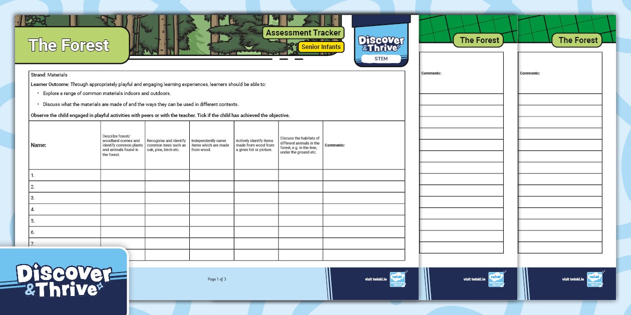 STEM (Materials) The Forest Assessment Tracker - Twinkl