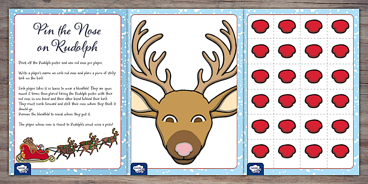 Pin the Nose on Rudolph Printable Game | Twinkl Party