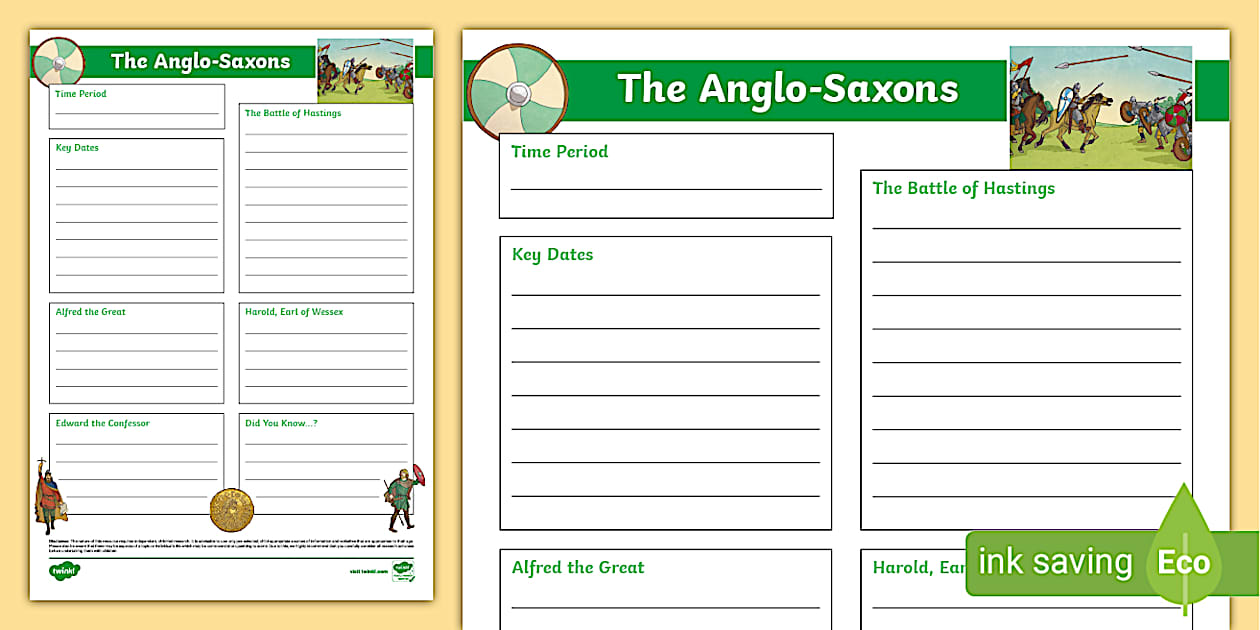 The Anglo-Saxons Fact File Template, anglo saxons - Twinkl
