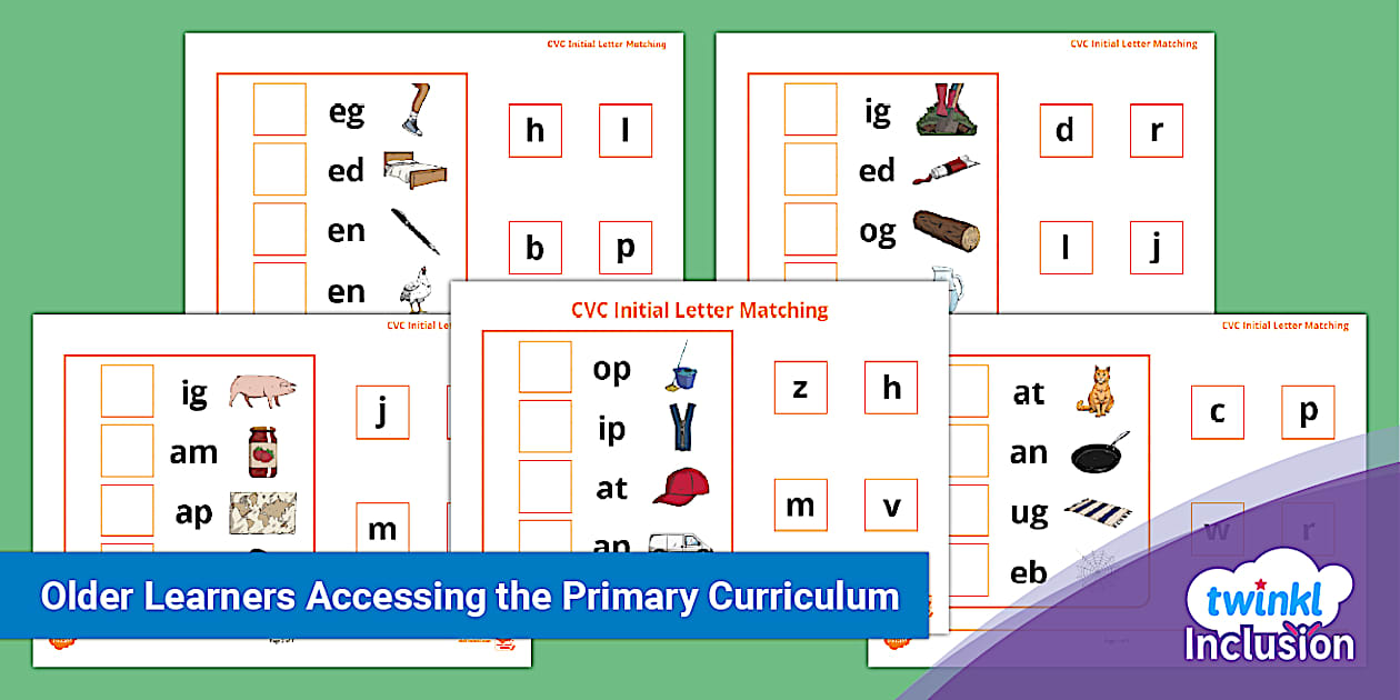 Older Learners CVC Initial Letter Matching Workstation