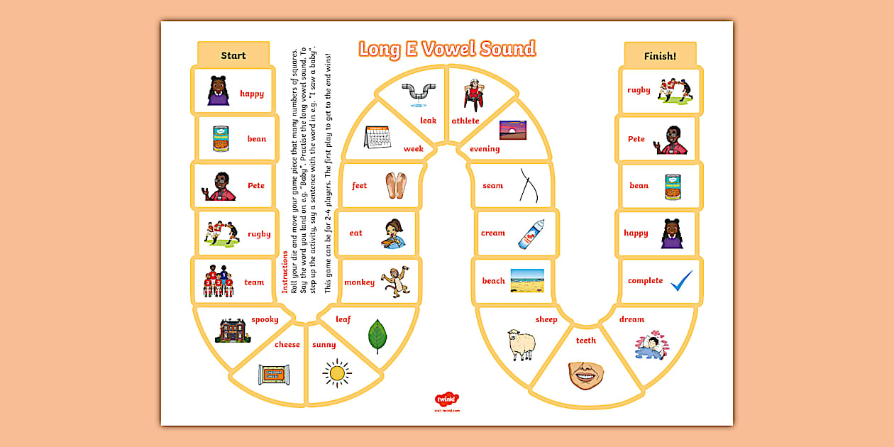 SALT Speech Sounds Long E Board Game (teacher made) - Twinkl