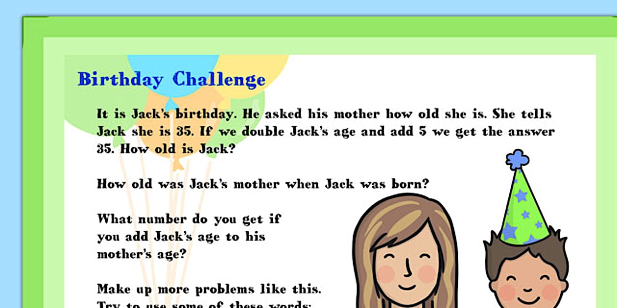 A4 KS1 Birthday Maths Challenge Poster (teacher made)