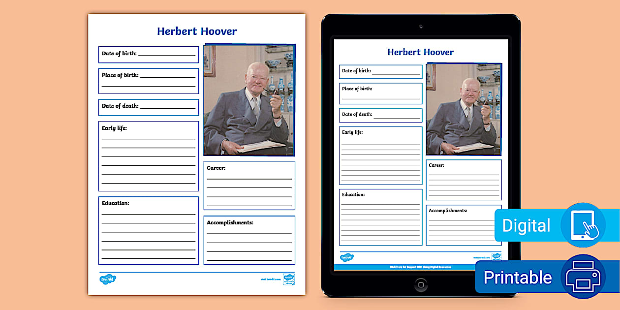 All About Herbert Hoover Research and Write Worksheet