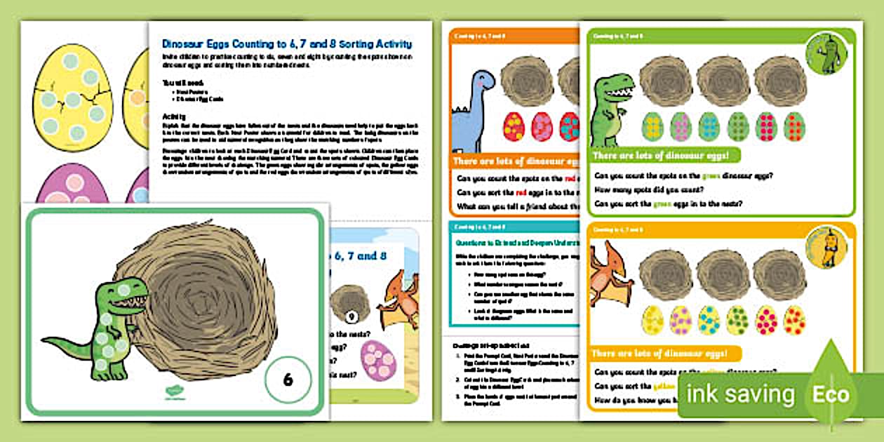 👉 Counting to 6, 7 and 8 Chilli Challenges: Dinosaur Eggs