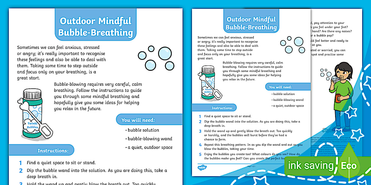 Outdoor Mindful Bubble Blowing - Parent Resource - Twinkl