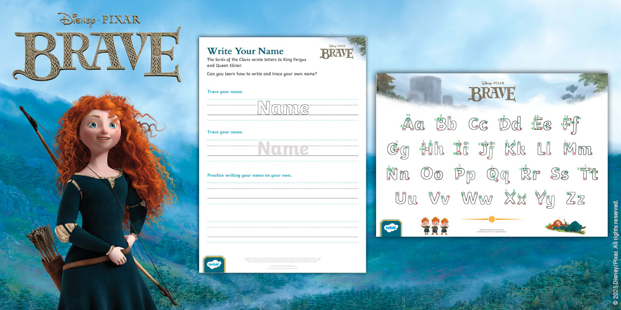 Brave: Editable Name Writing and Tracing Activity Sheet