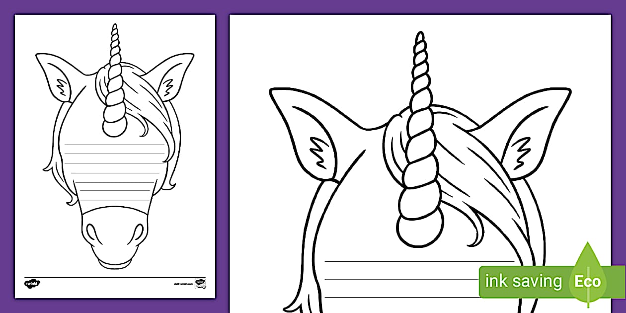 Unicorn Head Writing Template (Hecho por educadores)