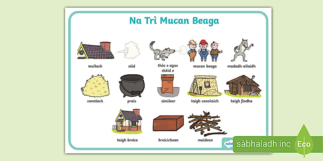 Na Trì Mucan Beaga Brat-fhacail (teacher made) - Twinkl