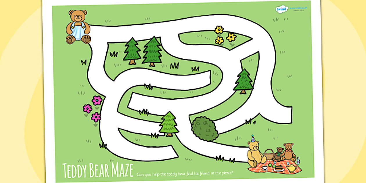 Teddy Bears Picnic Maze Worksheet / Worksheet - Twinkl