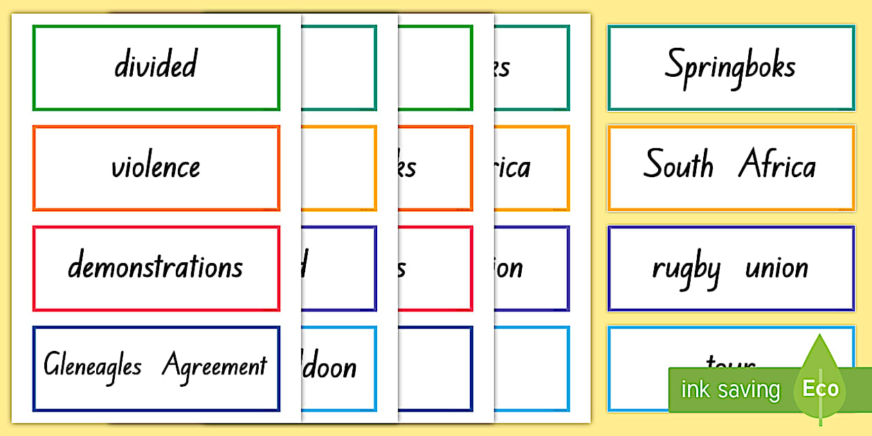 Springbok Tour Word Cards (teacher made) - Twinkl