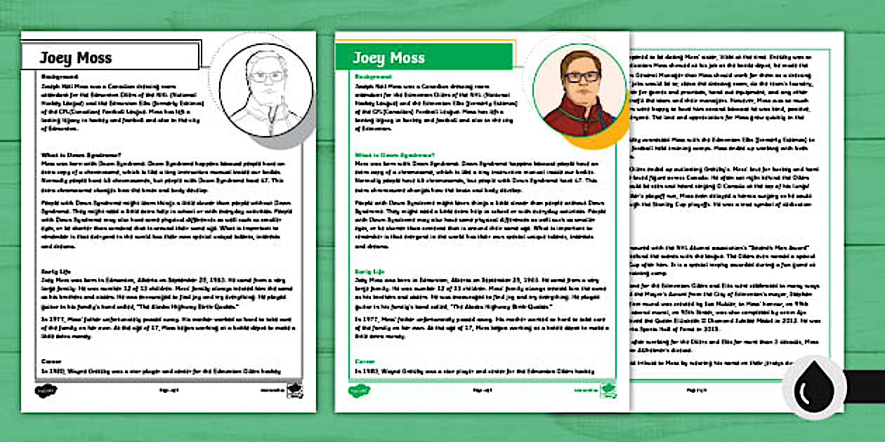 Joey Moss Fact File (teacher made) - Twinkl