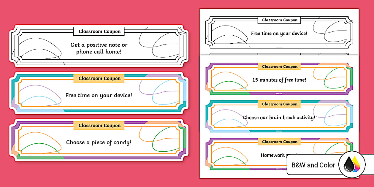 Classroom Reward Coupons