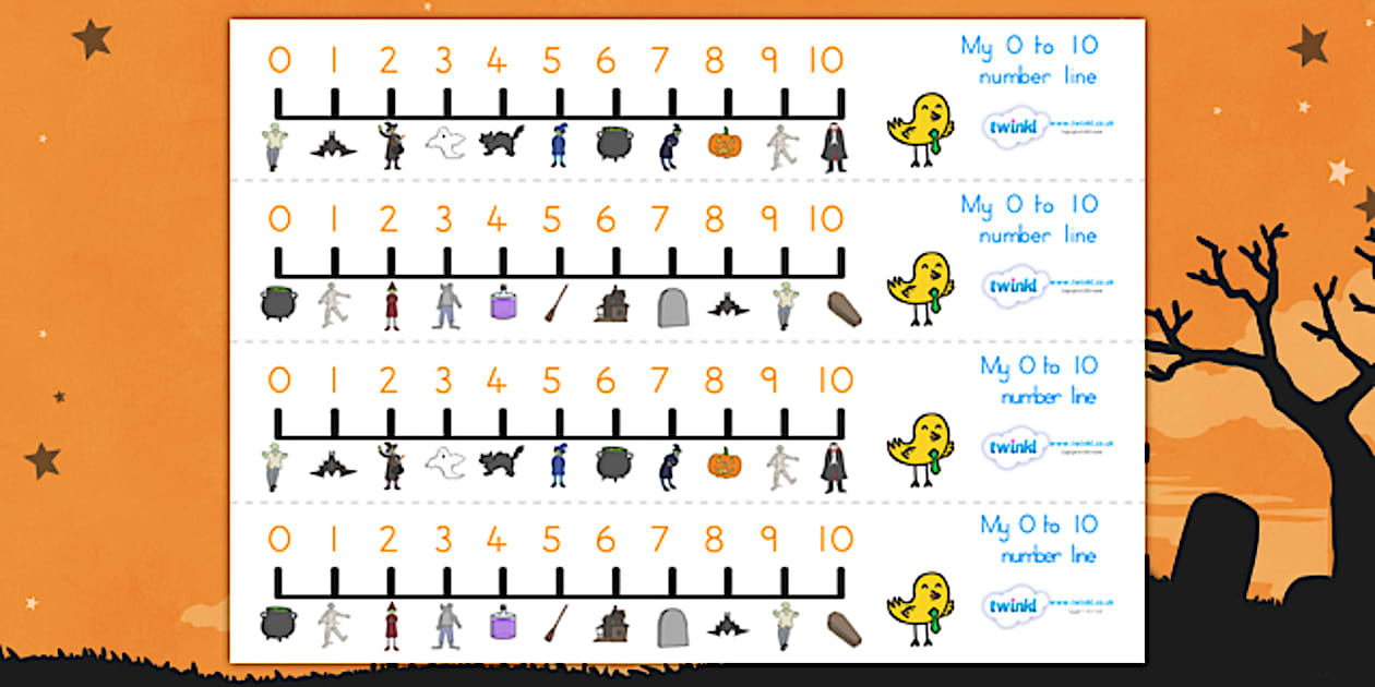 Halloween Number Line 0-10 (teacher made) - Twinkl