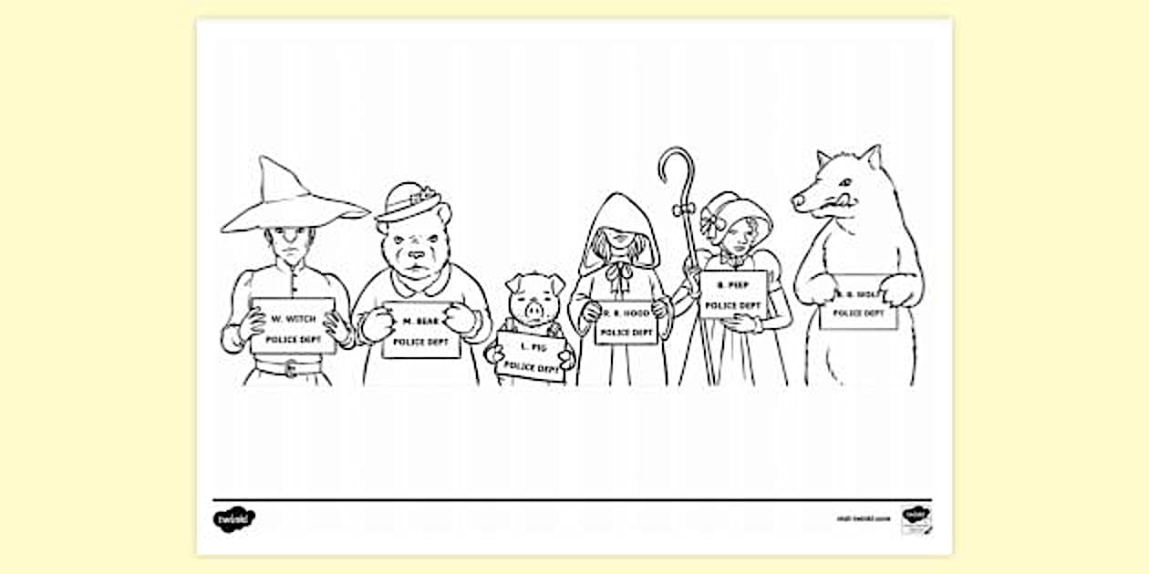 Fairy Tale Line-up Colouring | Colouring Sheets - Twinkl