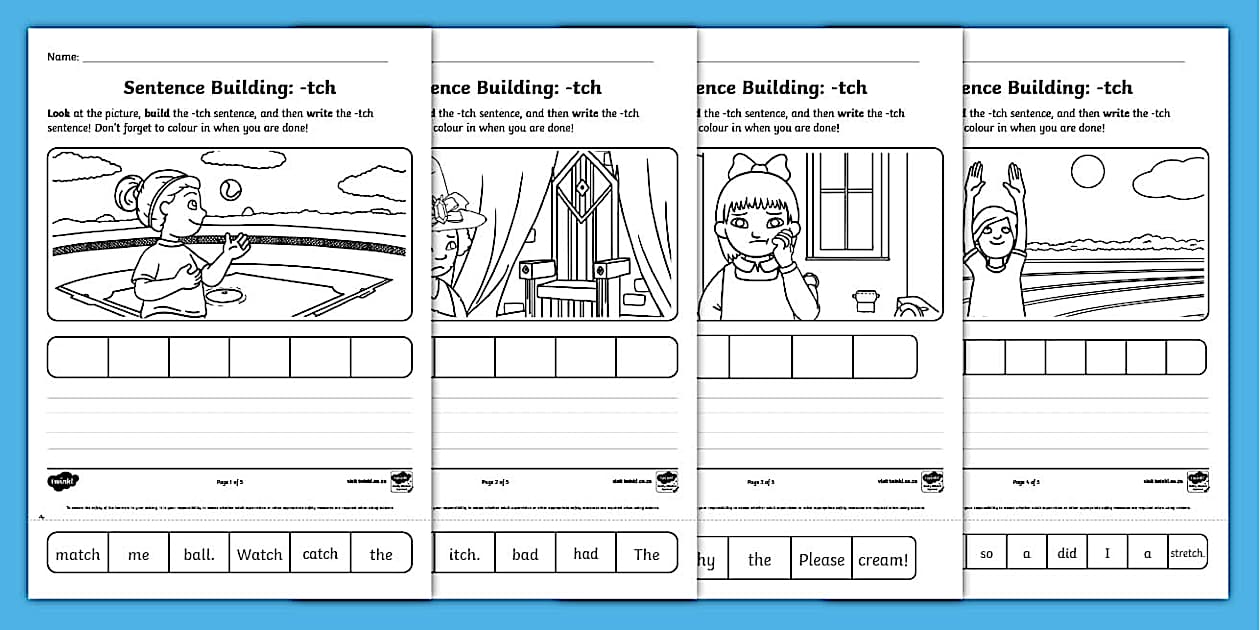 Phonics Sentence Building: -tch (teacher made) - Twinkl