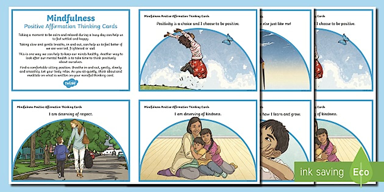 Mindfulness Positive Affirmation Thinking Cards for KS2