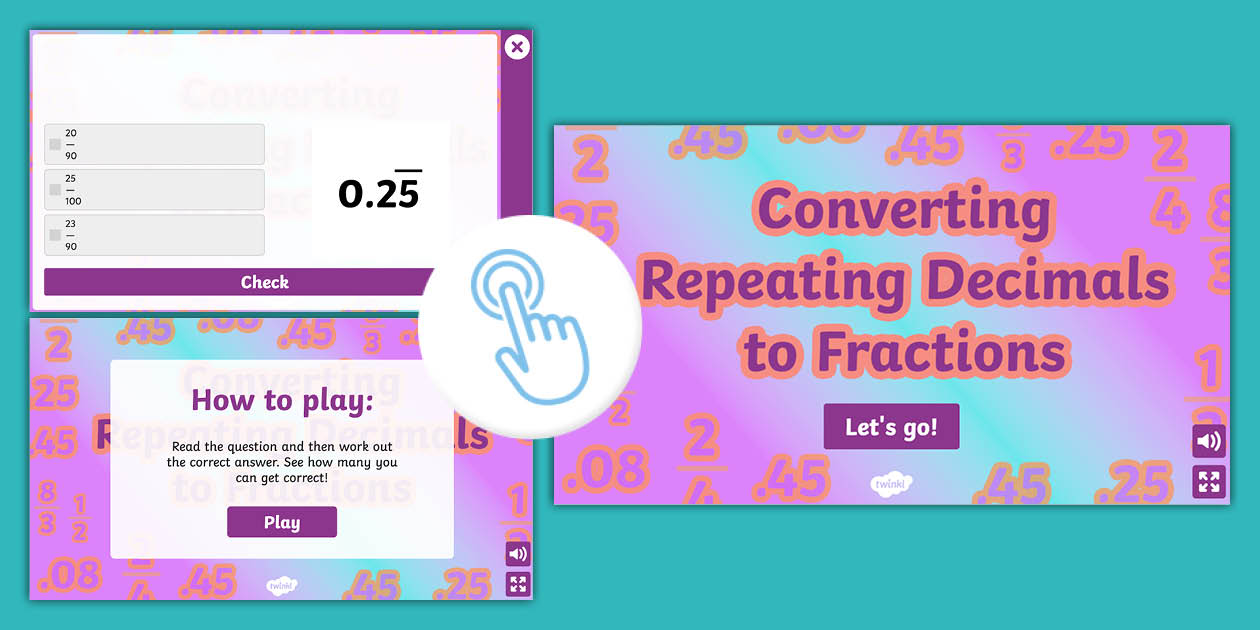 8th Converting Repeating Decimals to Fractions Interactive 8th Converting Repeating Decimals to Fractions Interactive