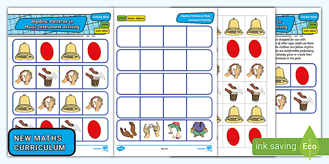 Algebra: Patterns in Music Instrument Activity - Twinkl