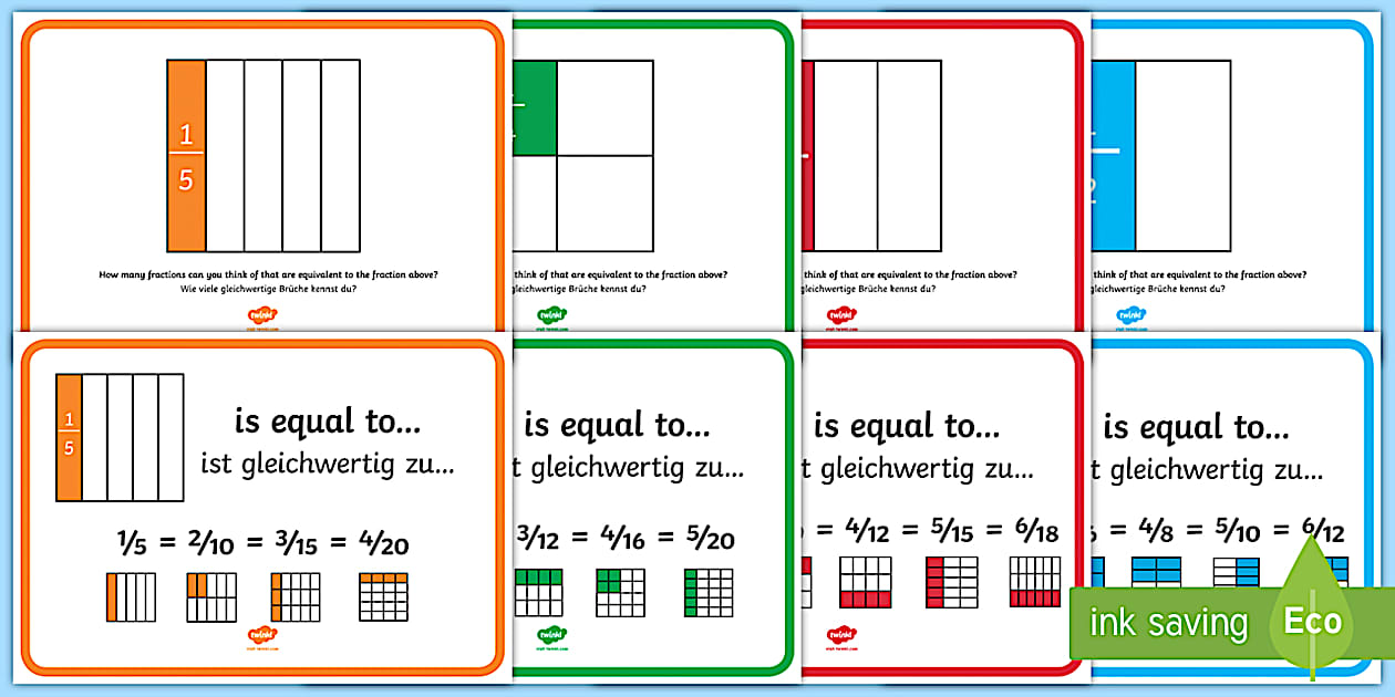 Equivalent Fractions Display Posters English/German - EAL, German, Year 2