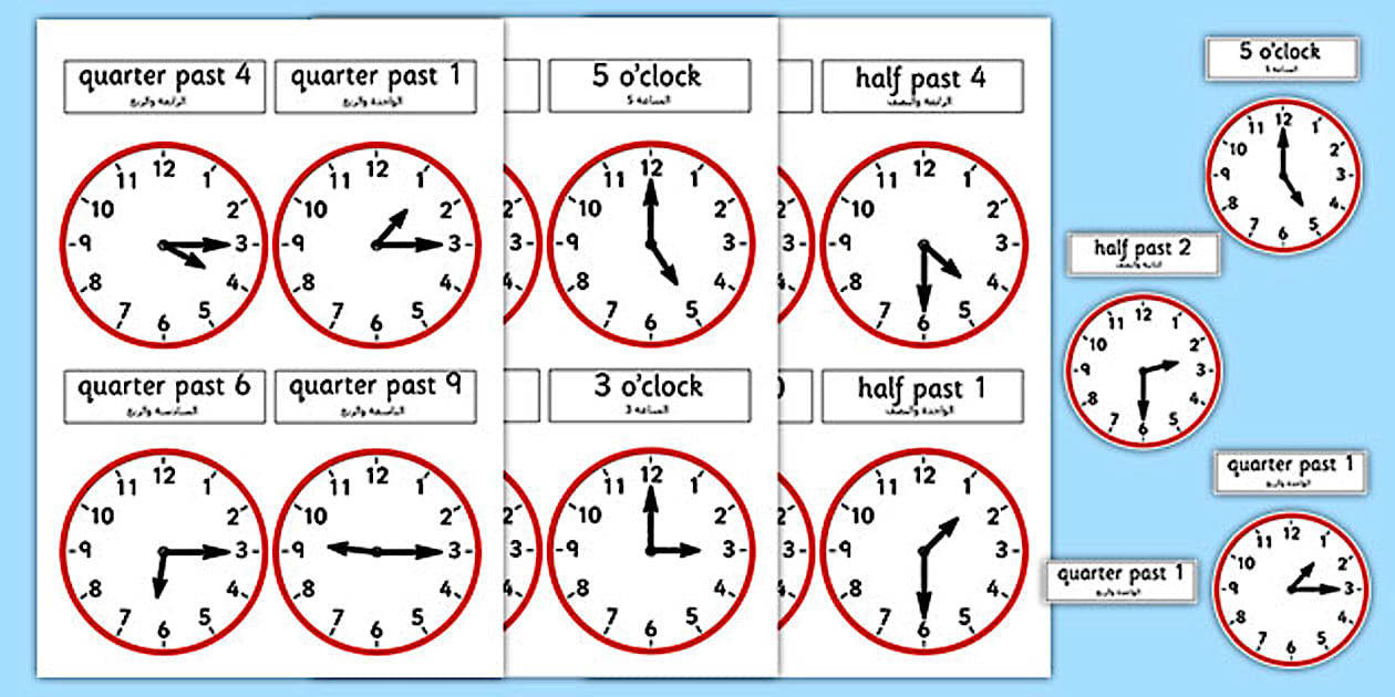 Analog Clocks Arabic Translation (Teacher-Made) - Twinkl