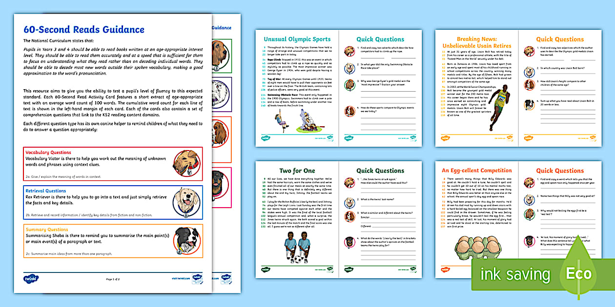 60-Second Reads: Sports Activity Pack (teacher made)