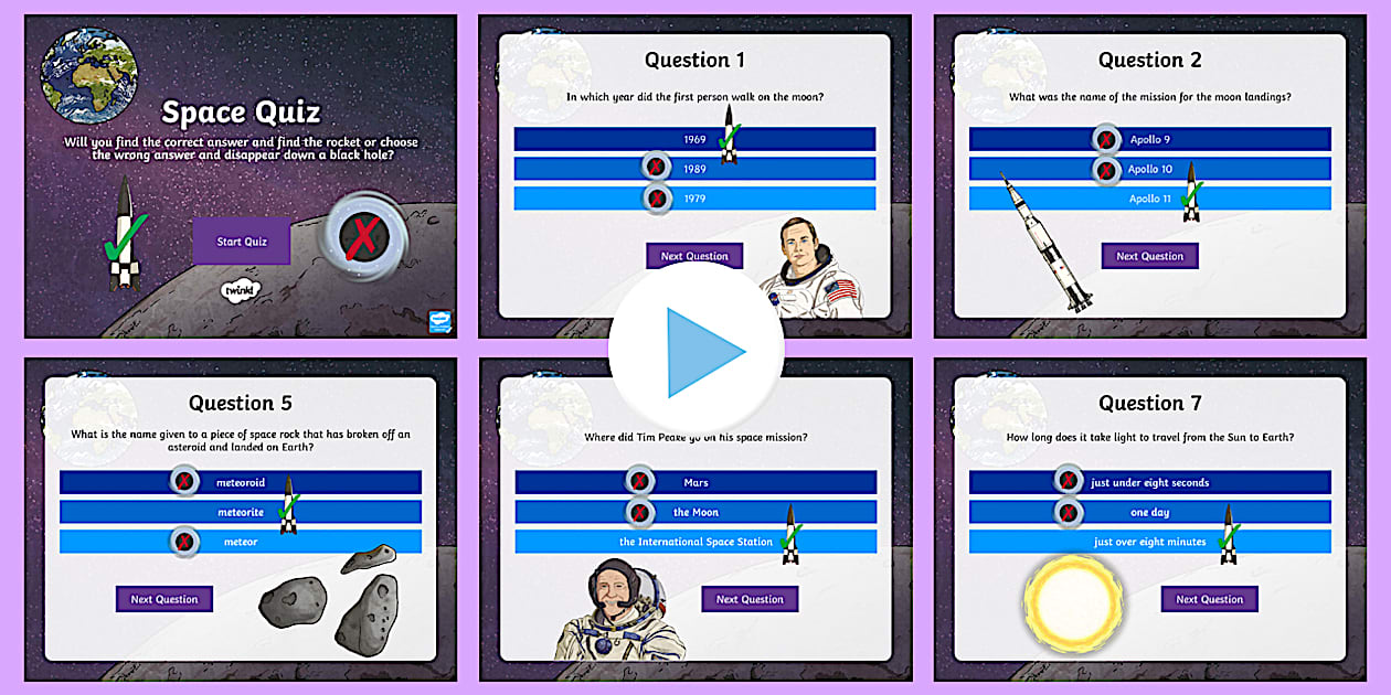 Space Quiz KS2 PowerPoint - Primary Resources (teacher made)