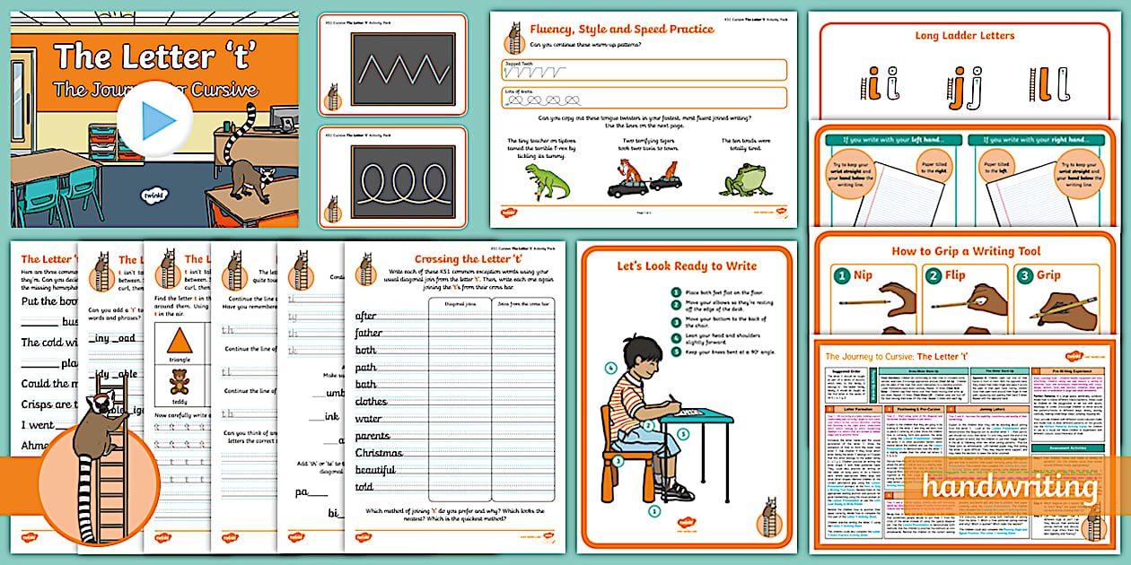Cursive Letter 'T' Handwriting Practice - KS2 (teacher made)