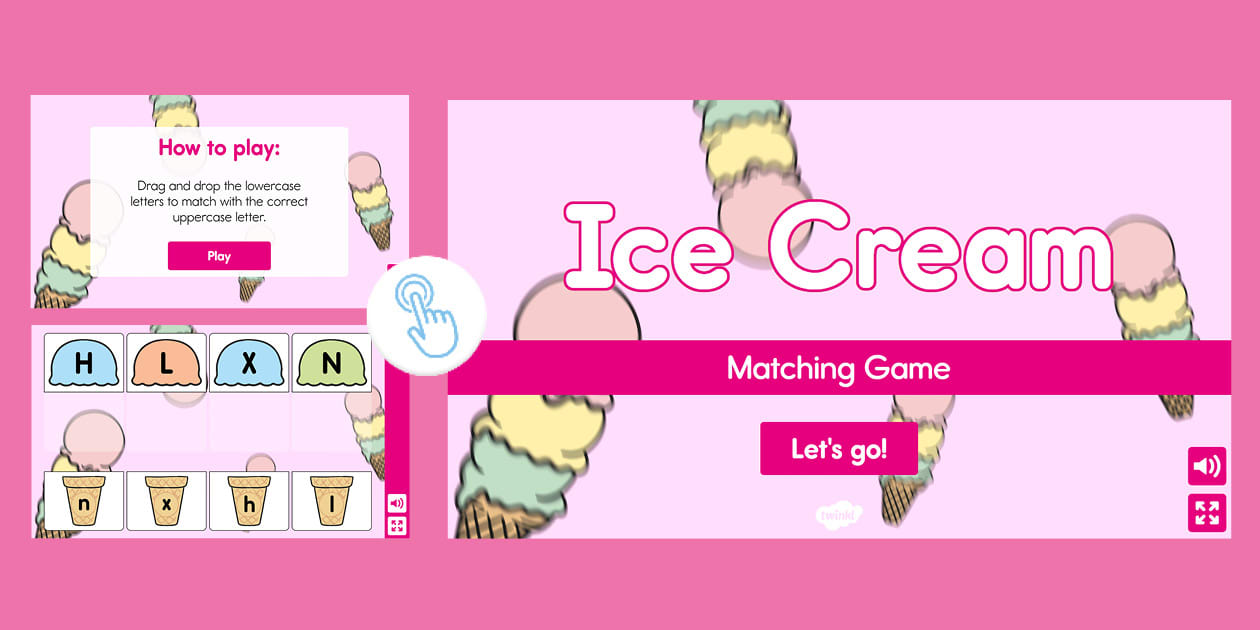 Ice Cream Letter Matching Interactive Game for PreK-K