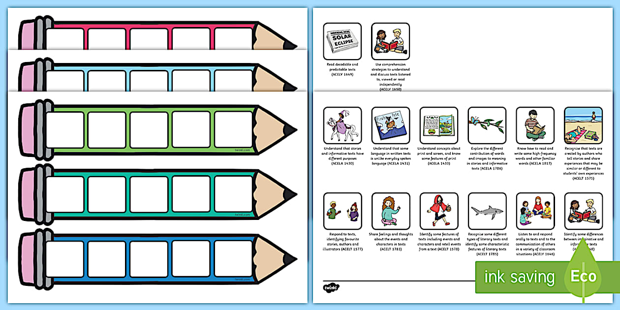 VIC Foundation Reading Pencil Targets Assessment Tracker