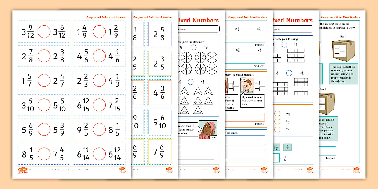 👉 Compare and Order Mixed Numbers Differentiated Maths Worksheets