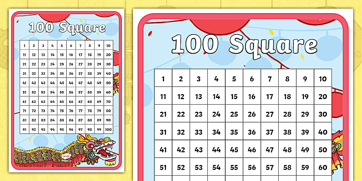 Dragons in the City: Lunar New Year 100 Number Square