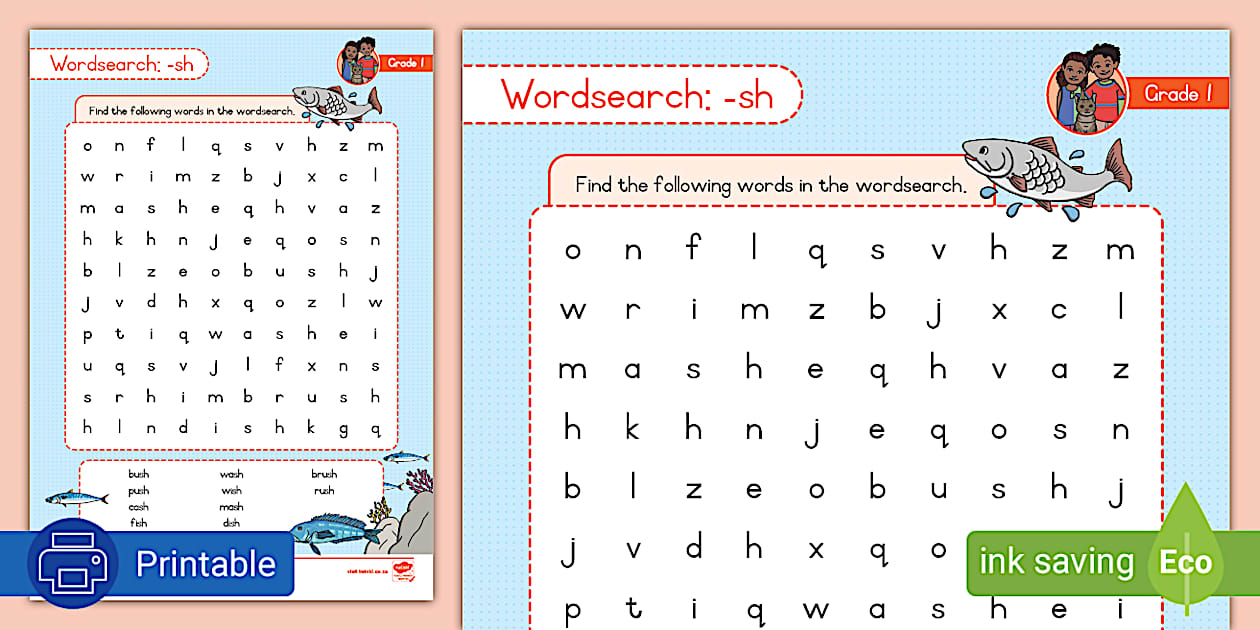 Grade 1 Phonics: -sh Wordsearch (teacher made) - Twinkl
