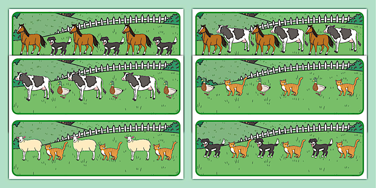 👉 Farm Animal Repeated Pattern Cards | Twinkl - Twinkl