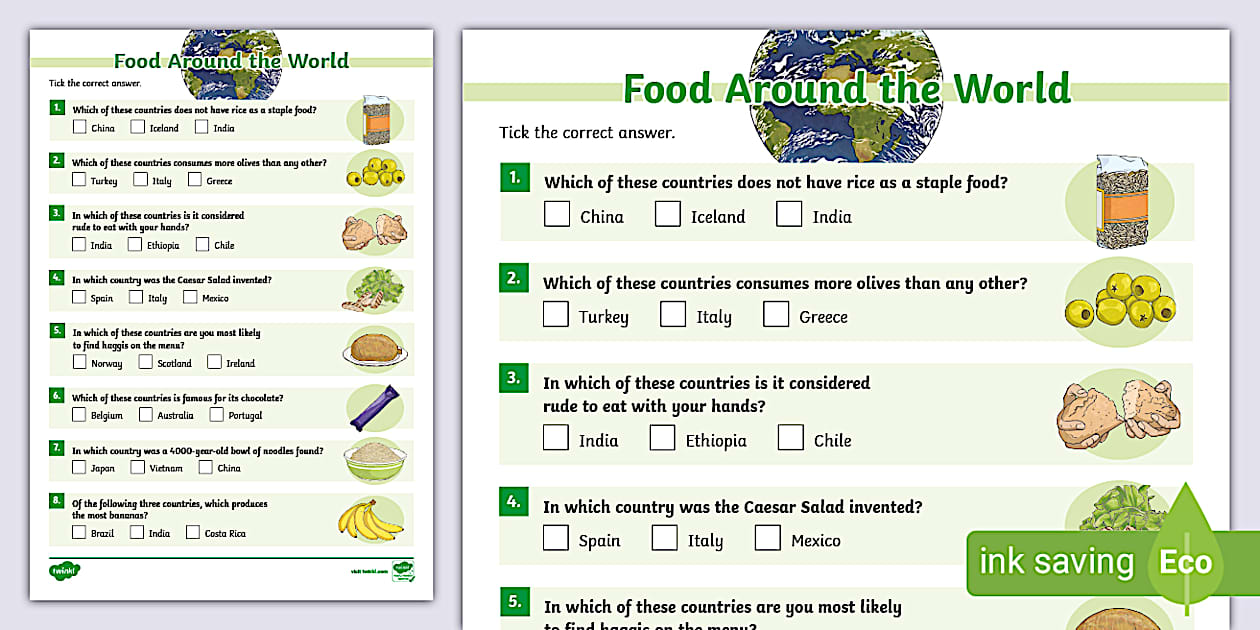 Food Around the World Quiz (teacher made) - Twinkl