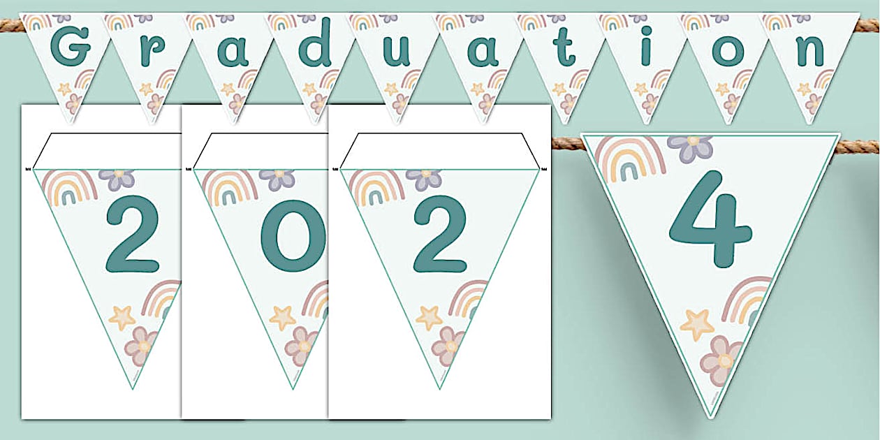 Editable Muted Rainbow Graduation Display Bunting | Twinkl