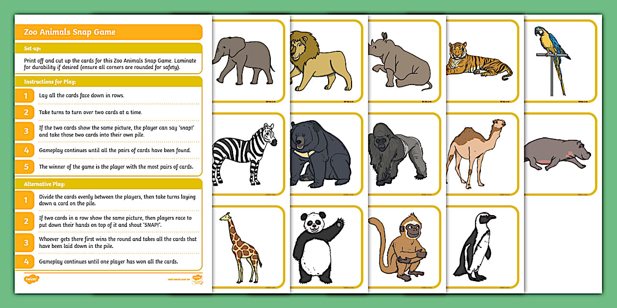 Zoo Animals Snap Game｜小三小四適用 (teacher made)