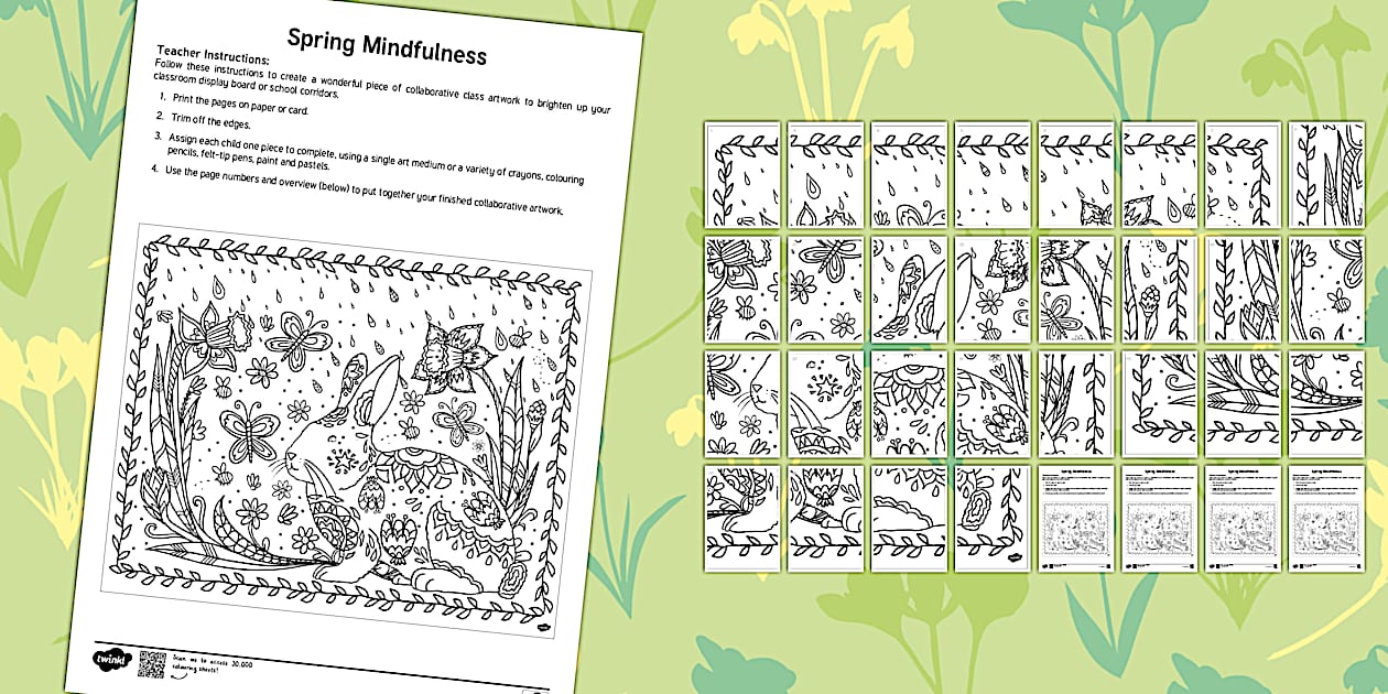 Spring Mindfulness Collaborative Colouring Activity Pack