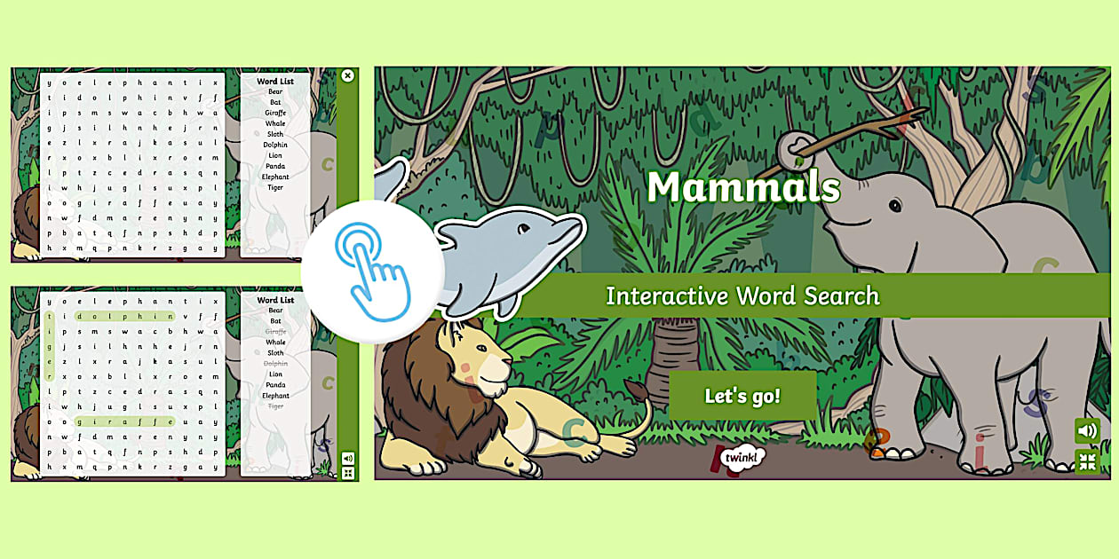 Mammals Interactive Word Search (teacher made) - Twinkl