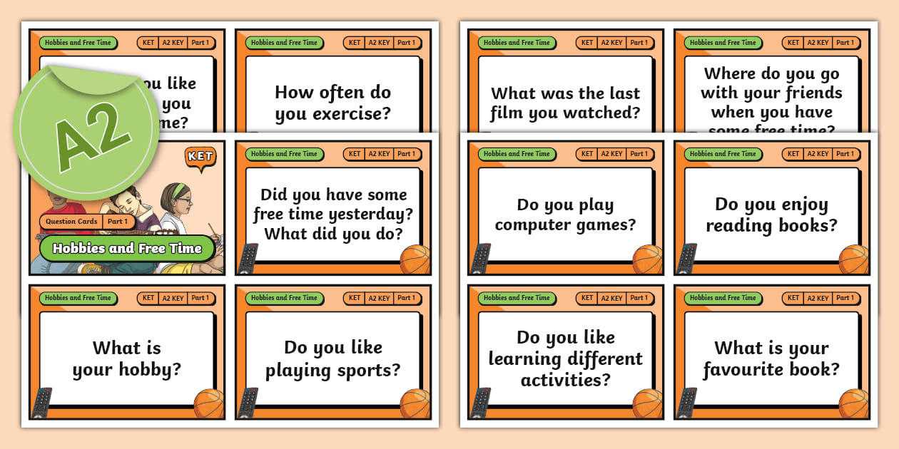 A2 Key (KET) - Speaking Part 1 - Cards (Hobbies and Leisure)